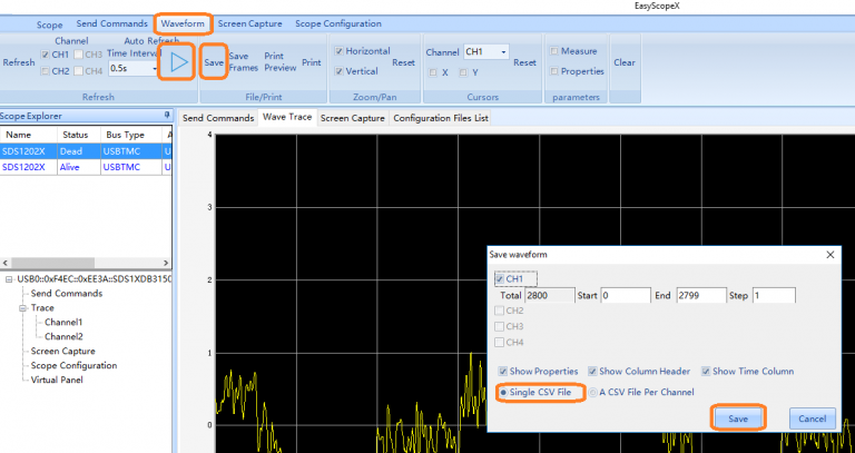 Using EasyScopeX to retrieve Average Waveform Data | Siglent