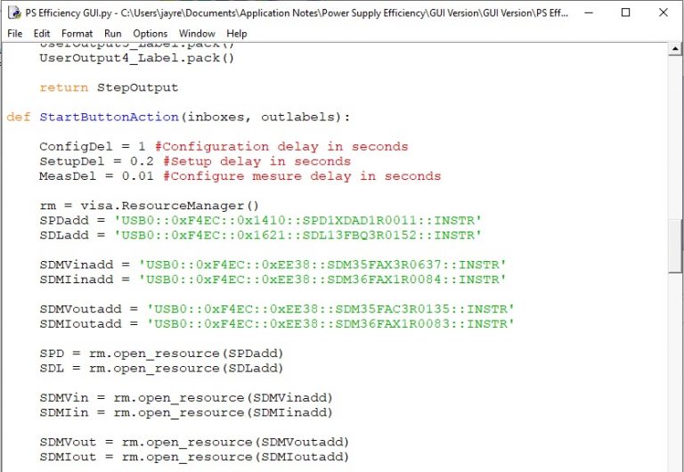 Programming Example: Python Power Supply Efficiency Example - Siglent